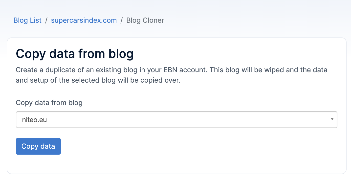 Easily copy data from one EBN blog to another - Easy Blog Networks